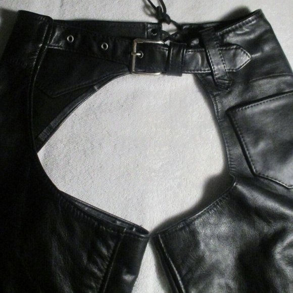 Jeans | Mens Black Leather Chaps With Legs Snaps And Zippers | Poshmark